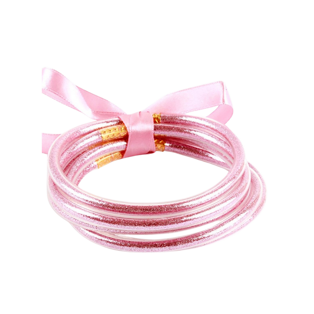 Light Pink Glitter Bangle Bracelet Set – Lipstick and Littles