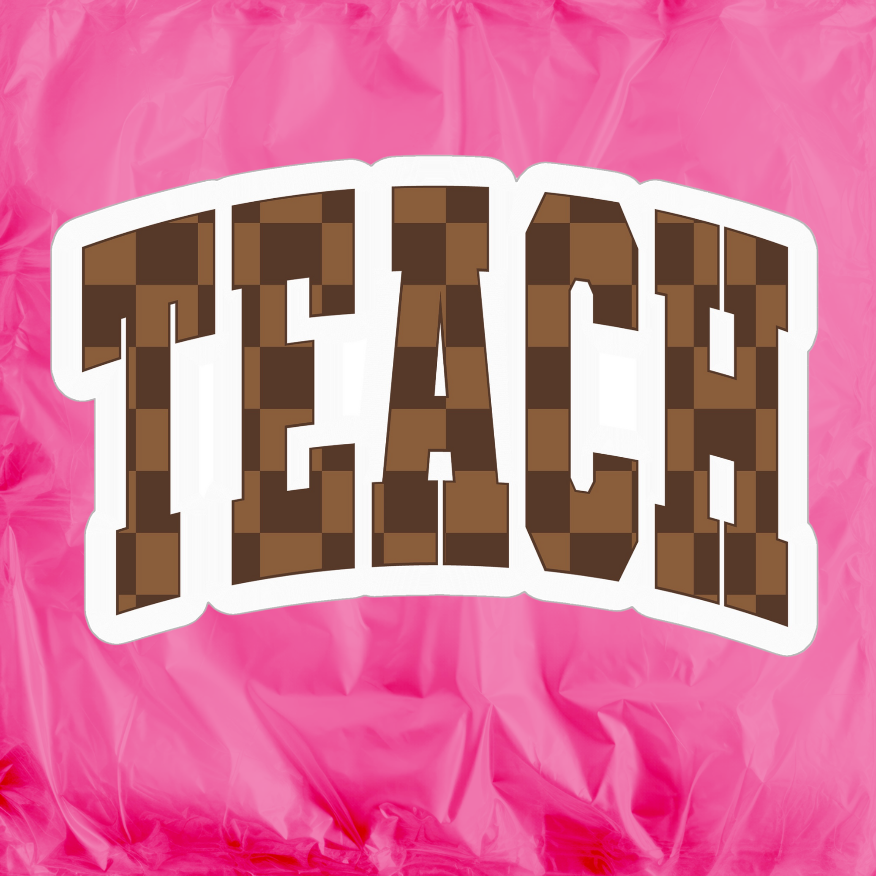 Brown Check Teach Sticker – Lipstick and Littles